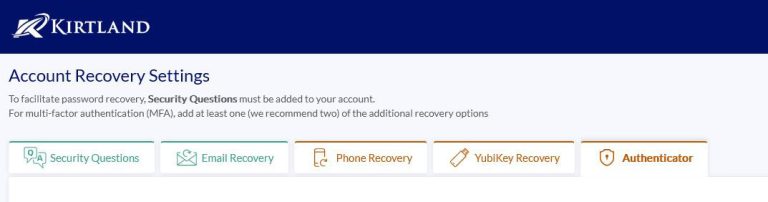 Manage your Account Recovery and MFA Settings | Kirtland Community College